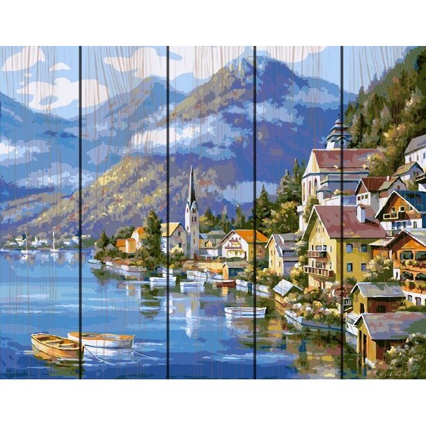 Set Picturi pe numere, Acuarello, Vacation-Pictura Lemn, 40x50cm ...