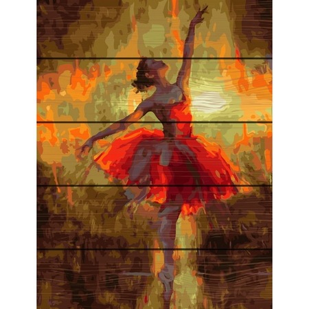 Set Picturi pe numere, Acuarello, Red Ballerina-Pictura Lemn, 40x50cm ...