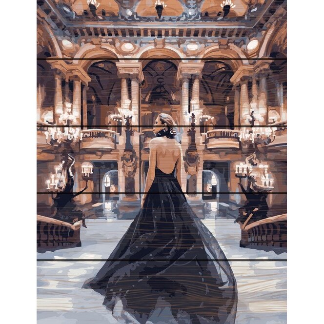 Set Picturi pe numere, Acuarello, Black Dress-Pictura Lemn, 40x50cm ...