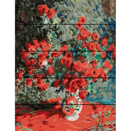 Set Picturi pe numere, Acuarello, Red Flowers-Pictura Lemn, 40x50cm ...