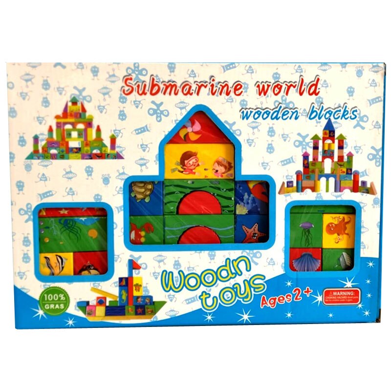 Cuburi de Construit din Lemn, Lumea subacvatica, 54 piese - eMAG.ro