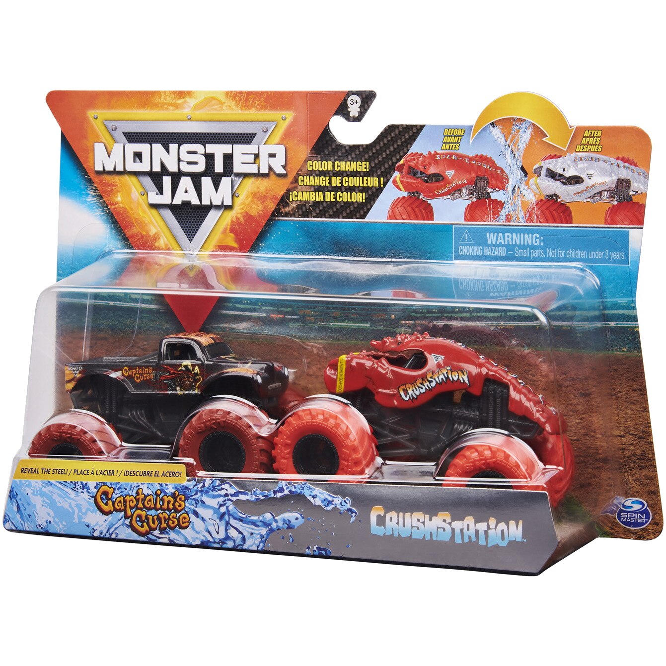 Set masinute Monster Jam Color Change - Captain's Curse si Crushstation ...