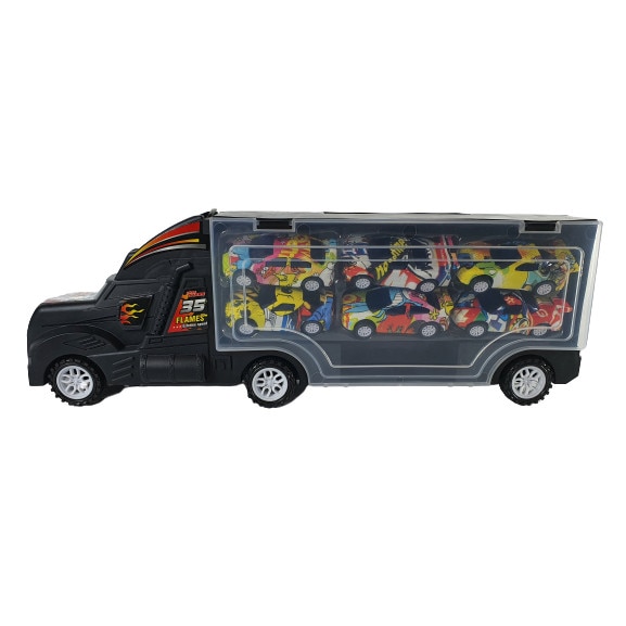 Set Tir cu platforma si 6 masinute Incluse, HOT WHEELS - Vehicule, fara ...