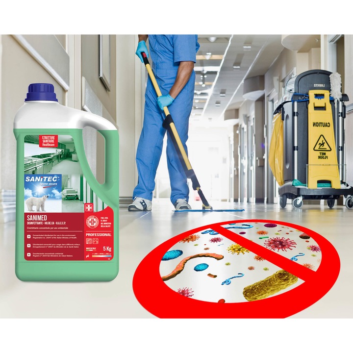 Одобрен дезинфектант за хранителни повърхности SANIMED 5KG SANITEC за ...