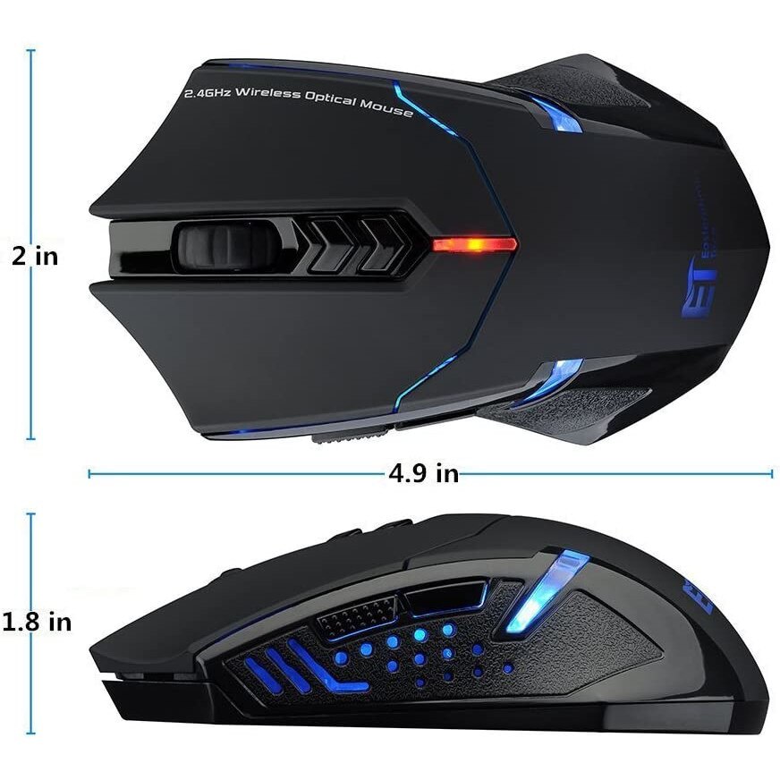 Mouse optic wireless, 2 butoane laterale programabile, 2400 DPI ...