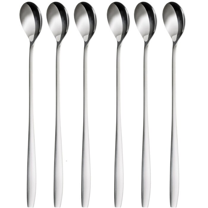 Set 6 lingurite cu coada lunga, din inox, Argintiu, 22 cm - eMAG.ro