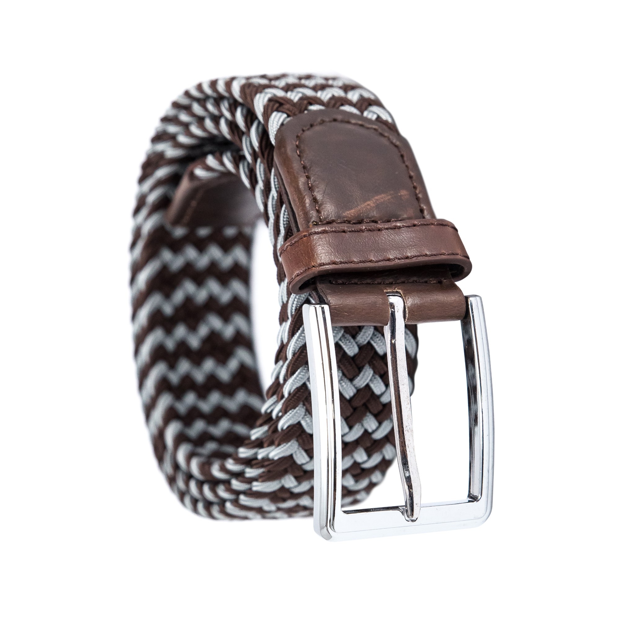 Curea elastica tesuta, catarama metalica cu pin, Maro-Argintiu - eMAG.ro