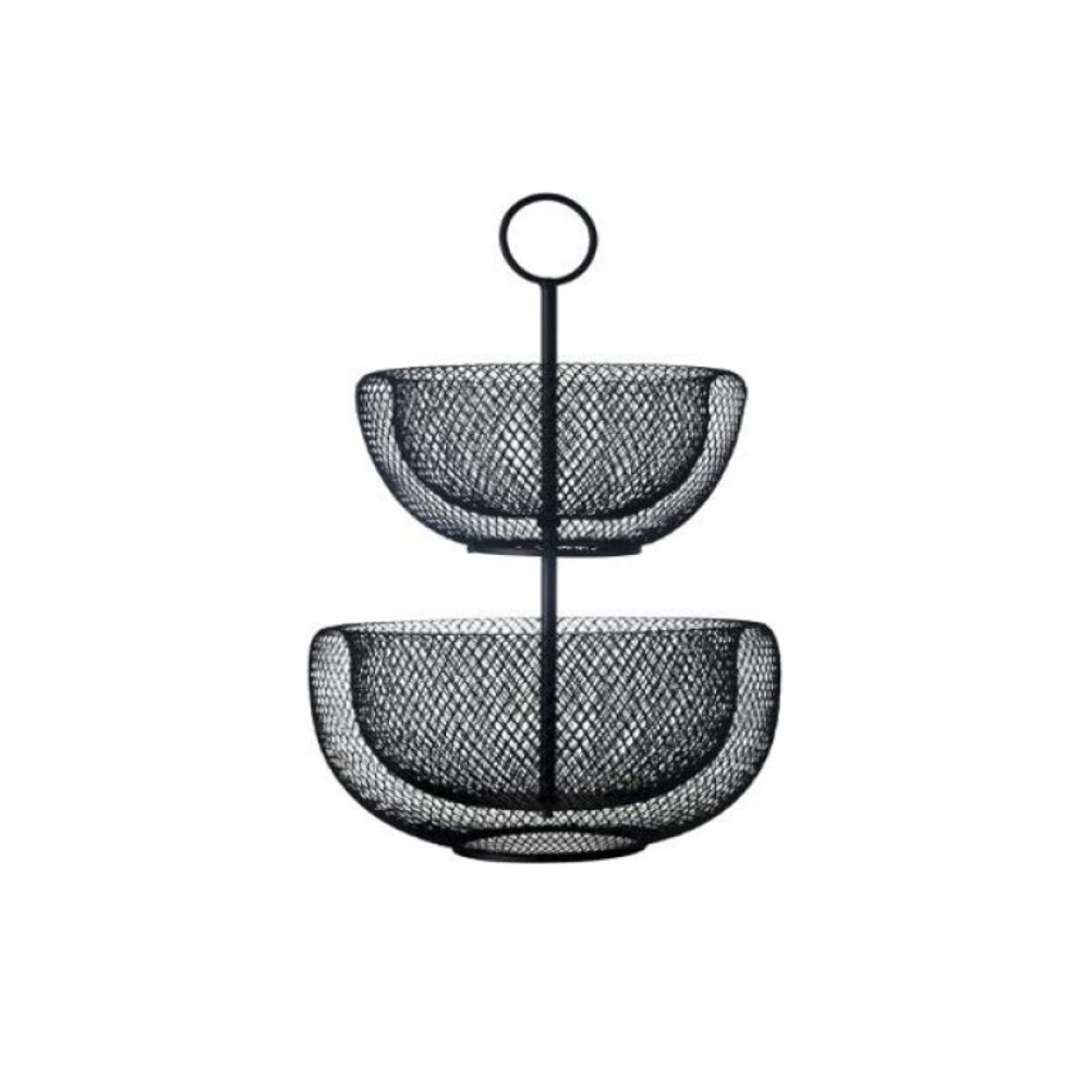 Cos pentru fructe cu pereti dubli din plasa metalica, doua niveluri ...