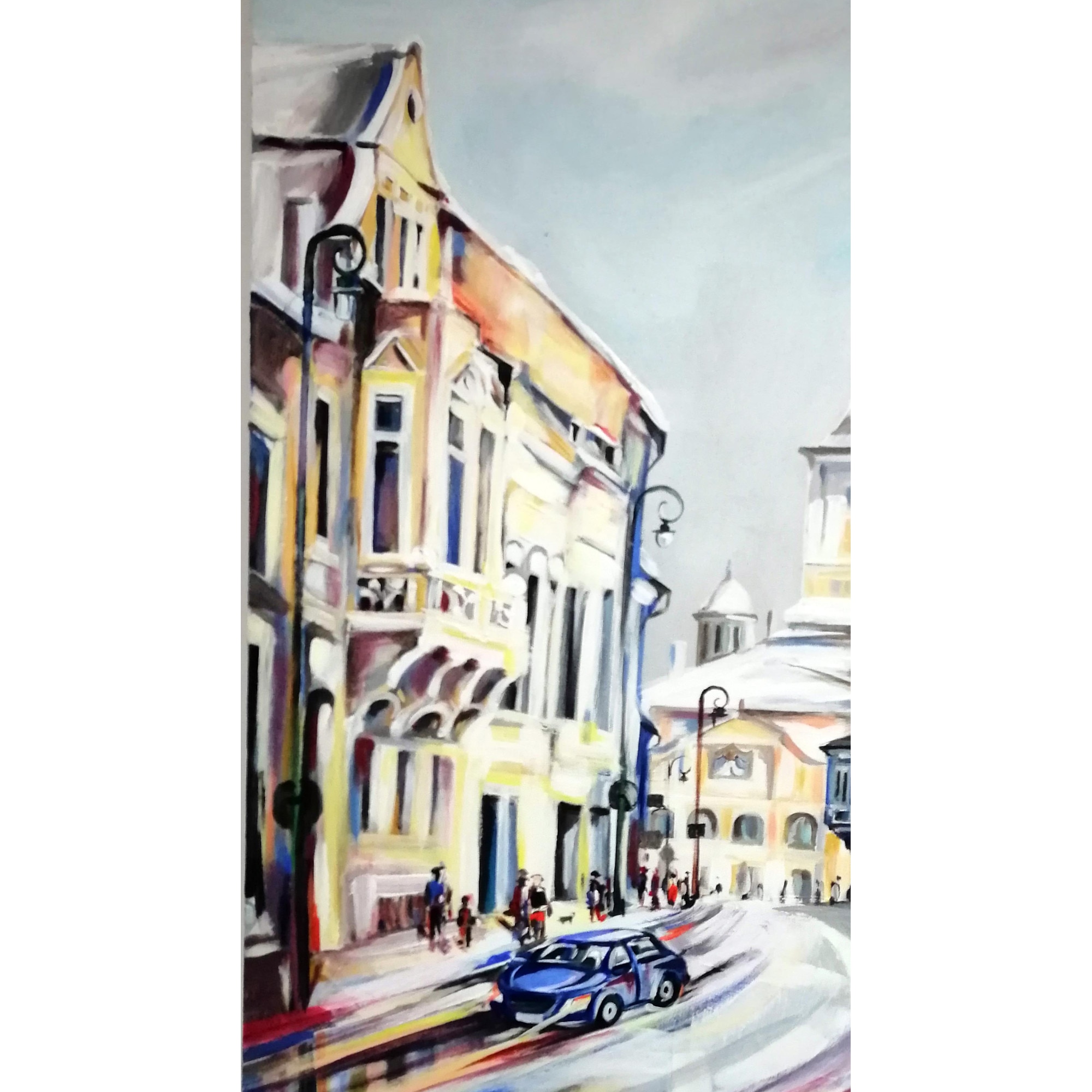 Tablou pictura pe panza “ Strada George Baritiu “acrillic artist Bobei ...