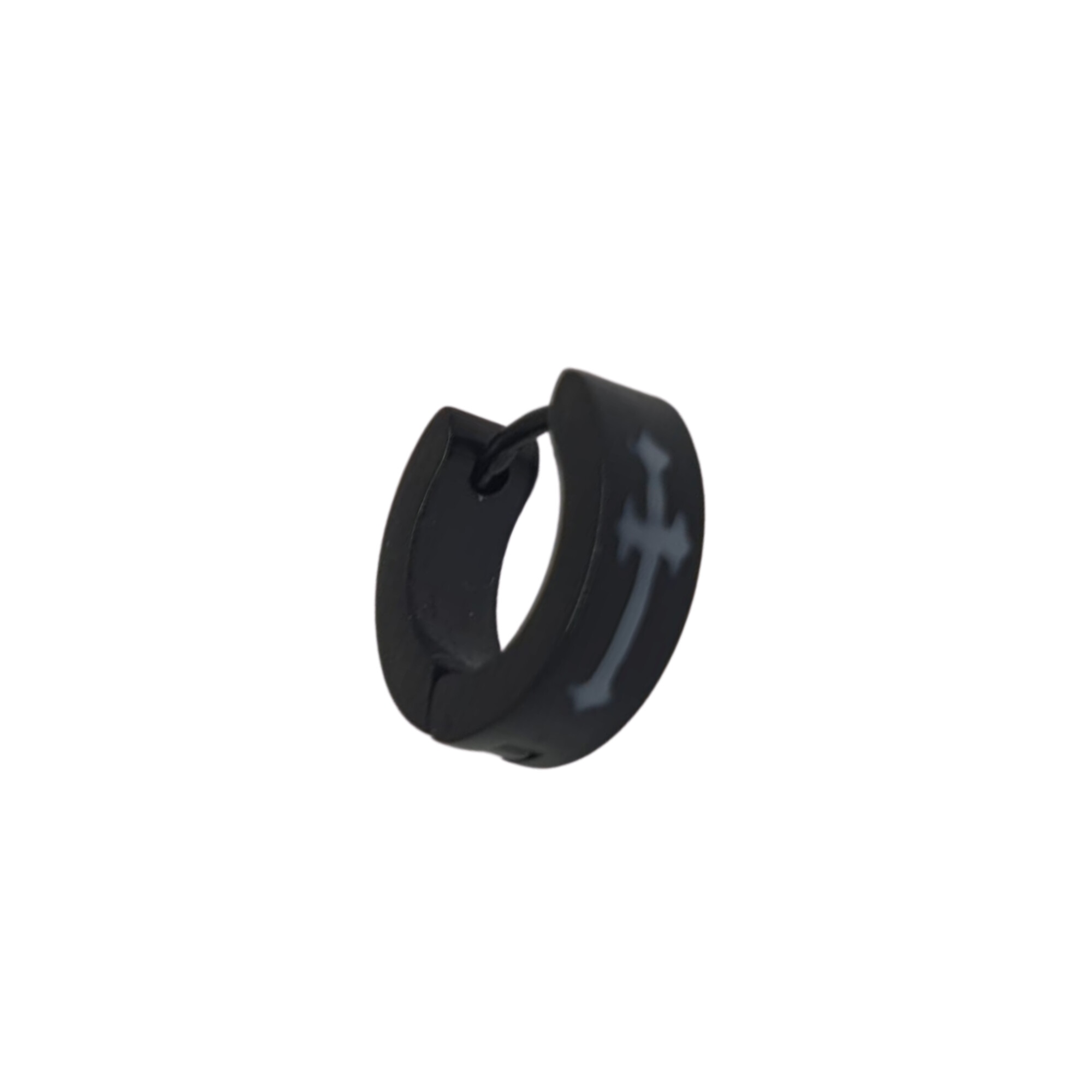 Cercel rotund negru cu cruce alba - eMAG.ro