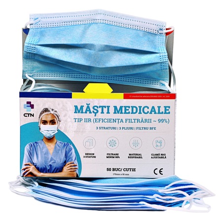 Set 50 masti medicale tip IIR, Albastru - eMAG.ro