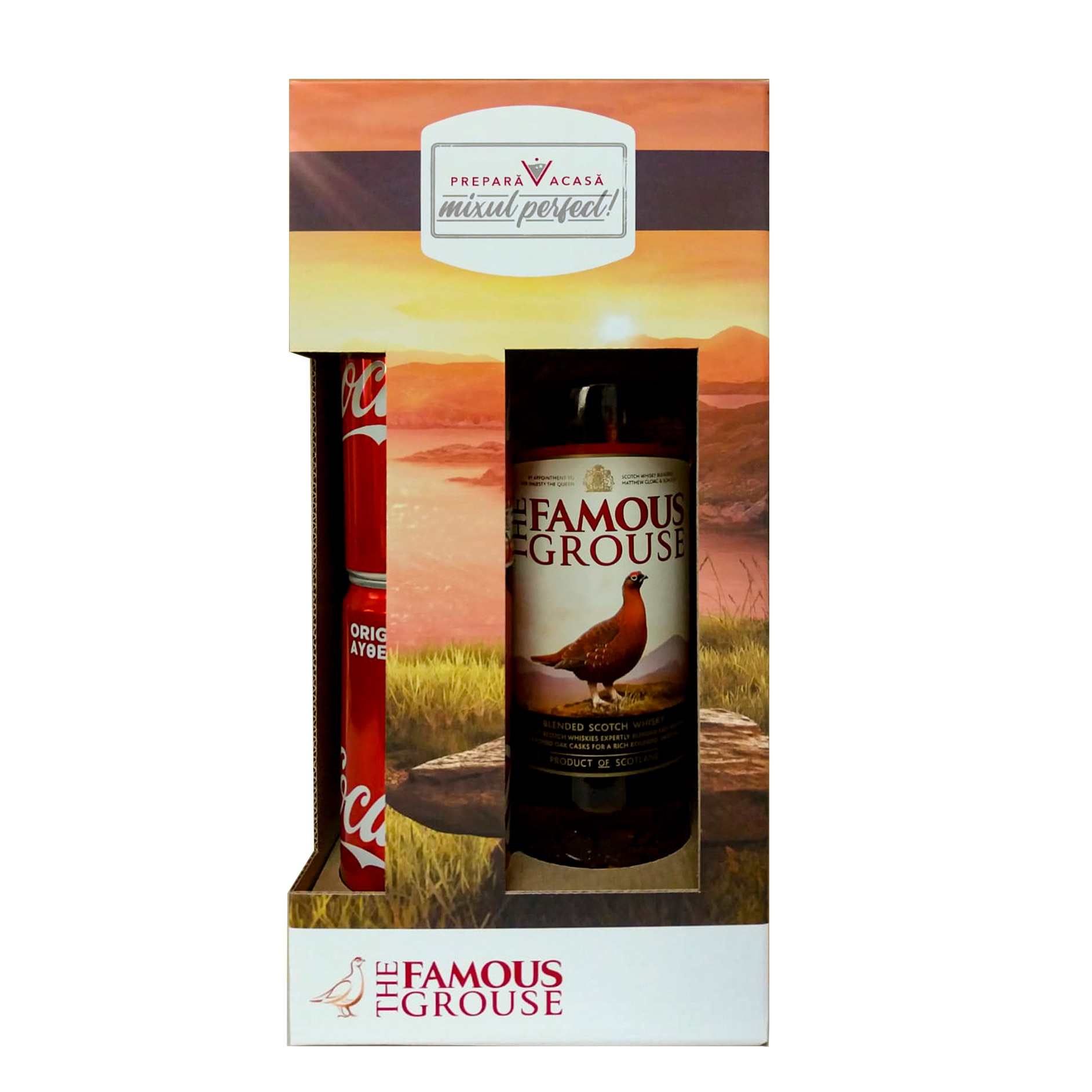 Whisky Famous Grouse 0.7l + 4 Coca-Cola Original Doza, 0.33l - eMAG.ro