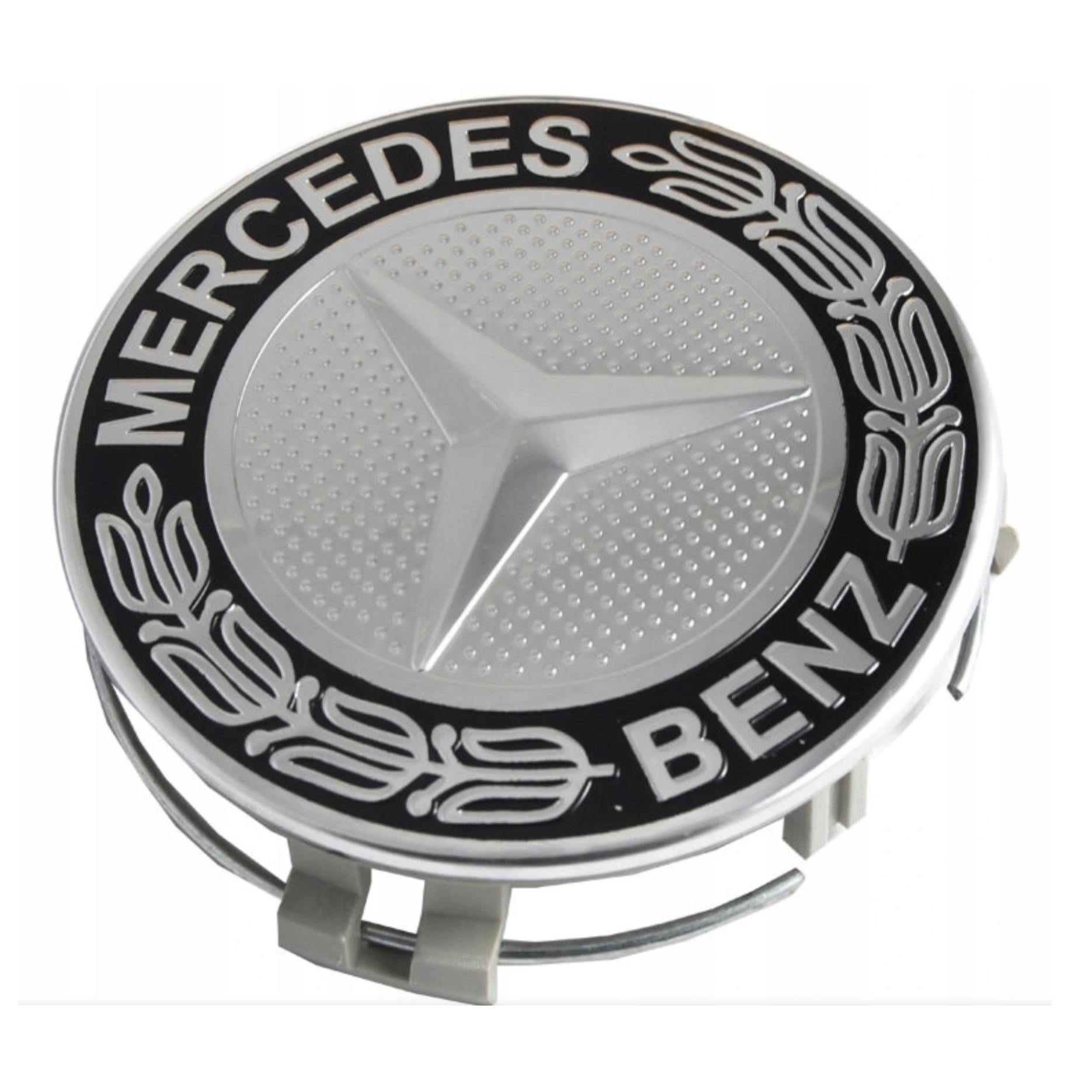 Set 4 capacele roti 75mm Mercedes, pentru jante aliaj, Chrom, Negru ...