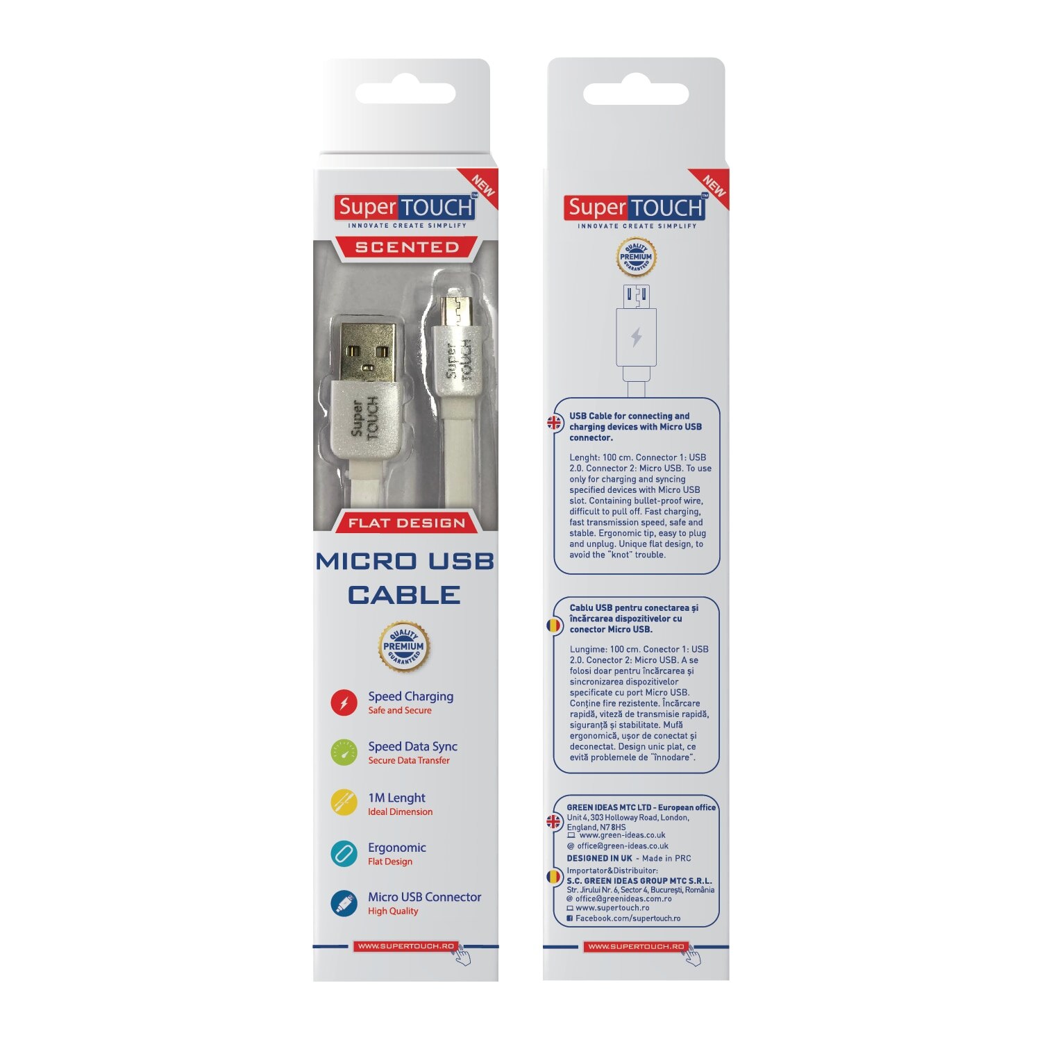 Cablu micro-USB speed charging Super TOUCH, alb - eMAG.ro