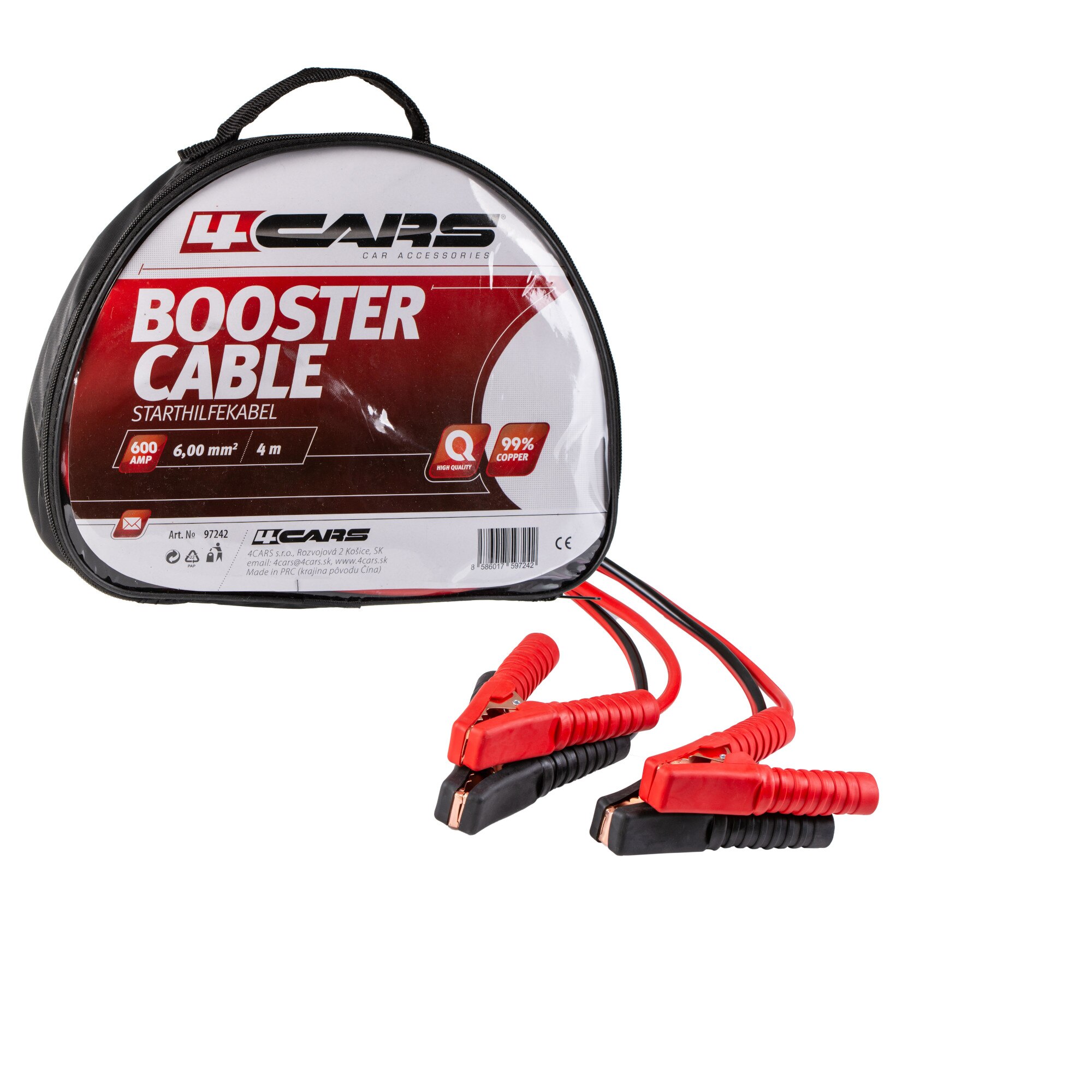 Cabluri transfer curent 4CARS, Cleme izolate, 600AMP, 6mm², Lungime 4 m ...