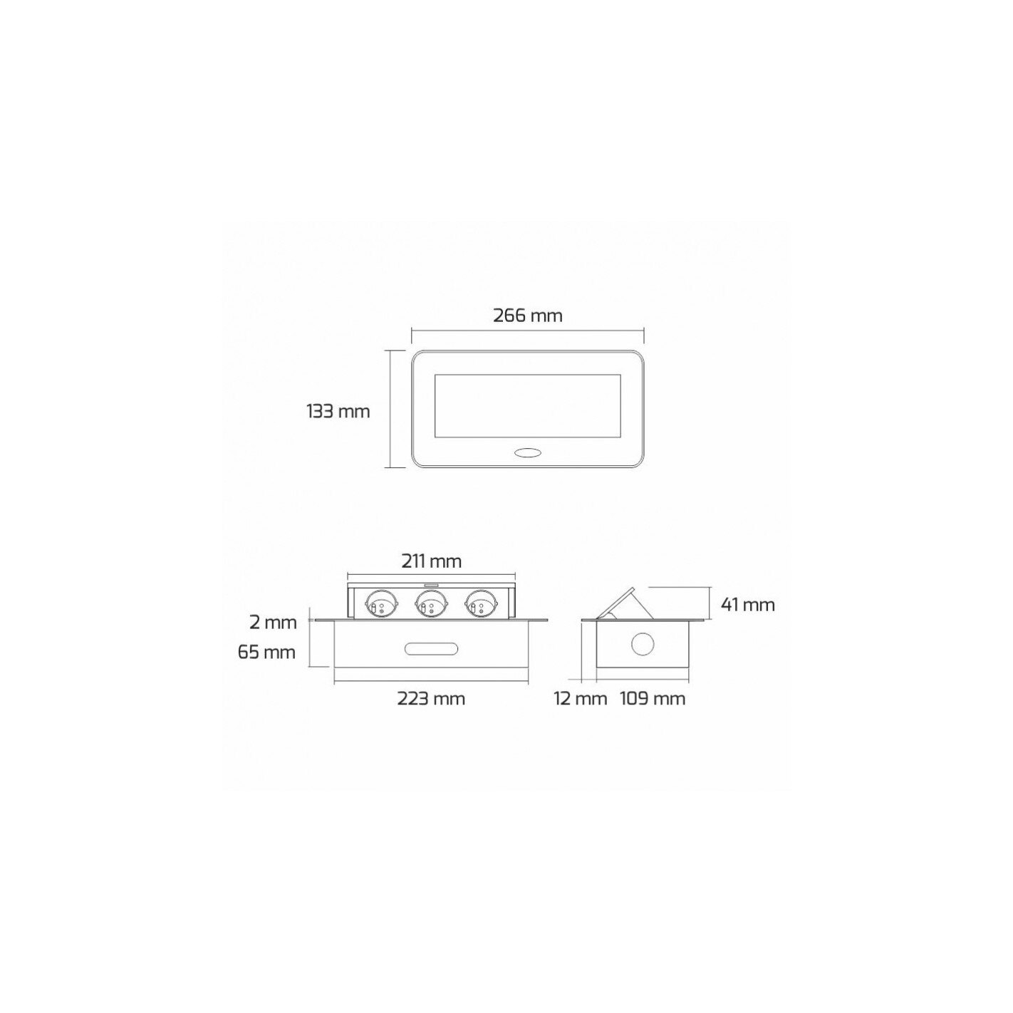 Priza incorporata cu 3 prize, PVC, model KOMBI BOX, Shuko, Alb/Negru ...