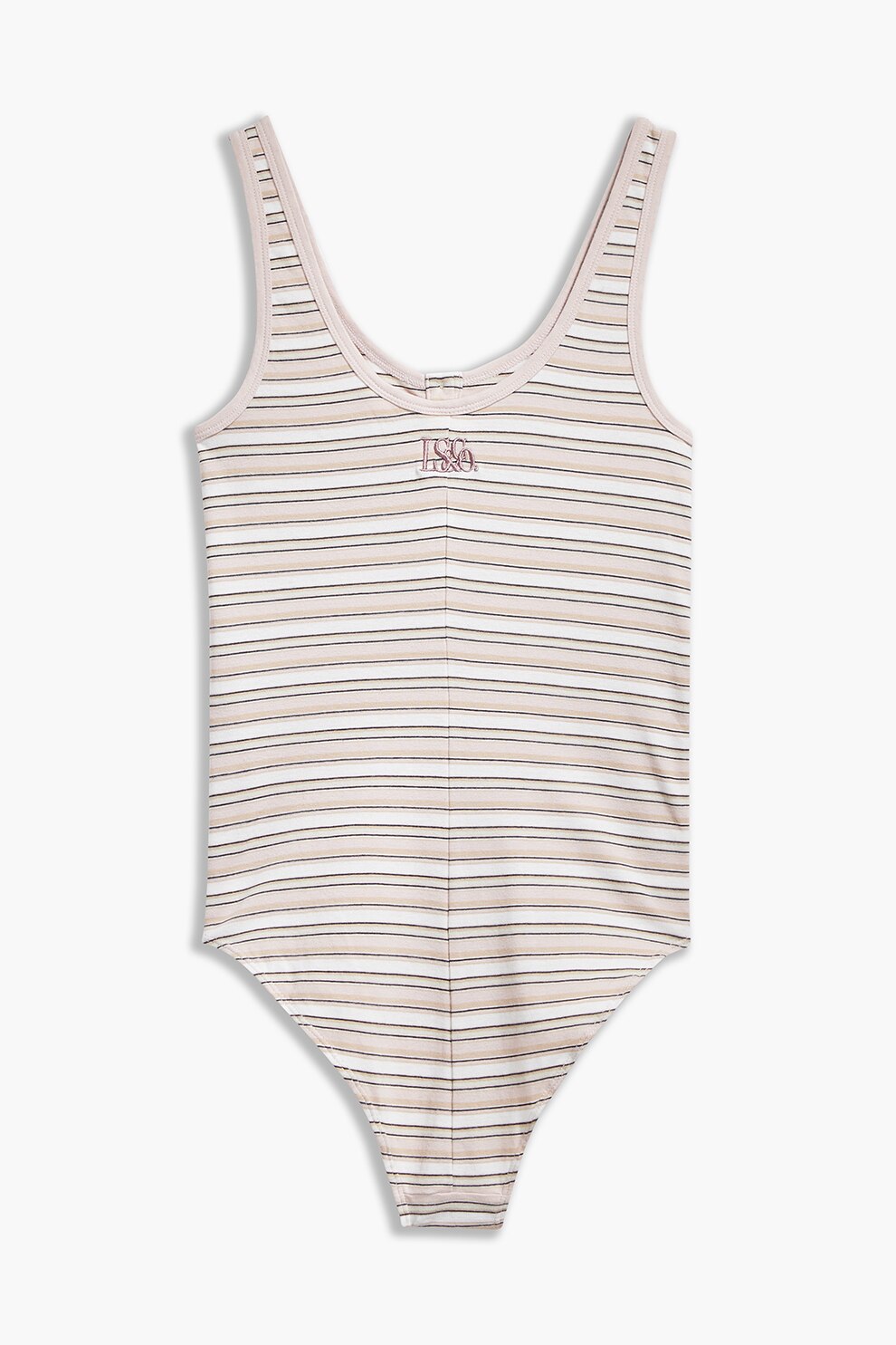 Levi's, Body cu fenta scurta cu nasturi, Alb/Roz pastel/Bej, M - eMAG.ro