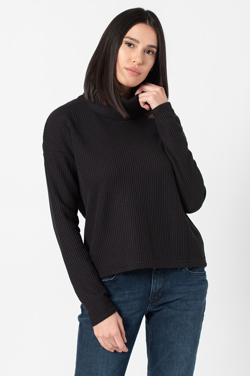 Columbia, Pulover cu guler inalt si maneci cazute Chillin, Negru, S ...