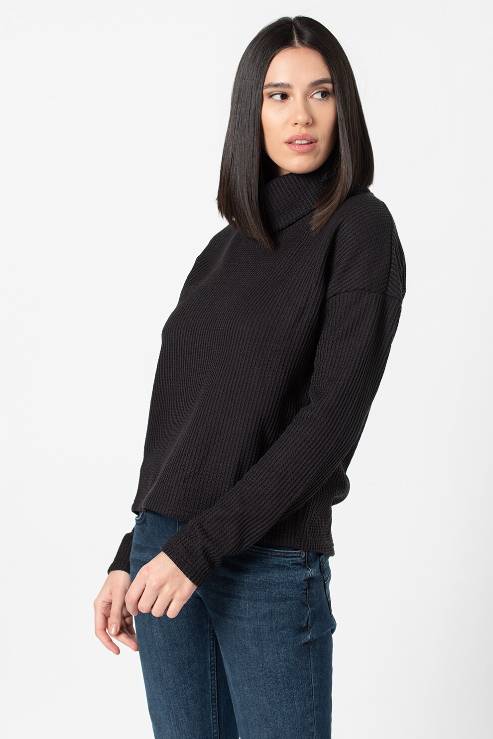 Columbia, Pulover cu guler inalt si maneci cazute Chillin, Negru, S ...