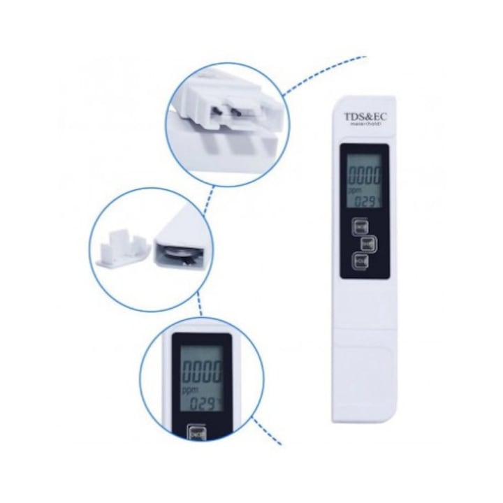 Дигитален тестер за проверка на качеството на водата TDS & EC, бял ...