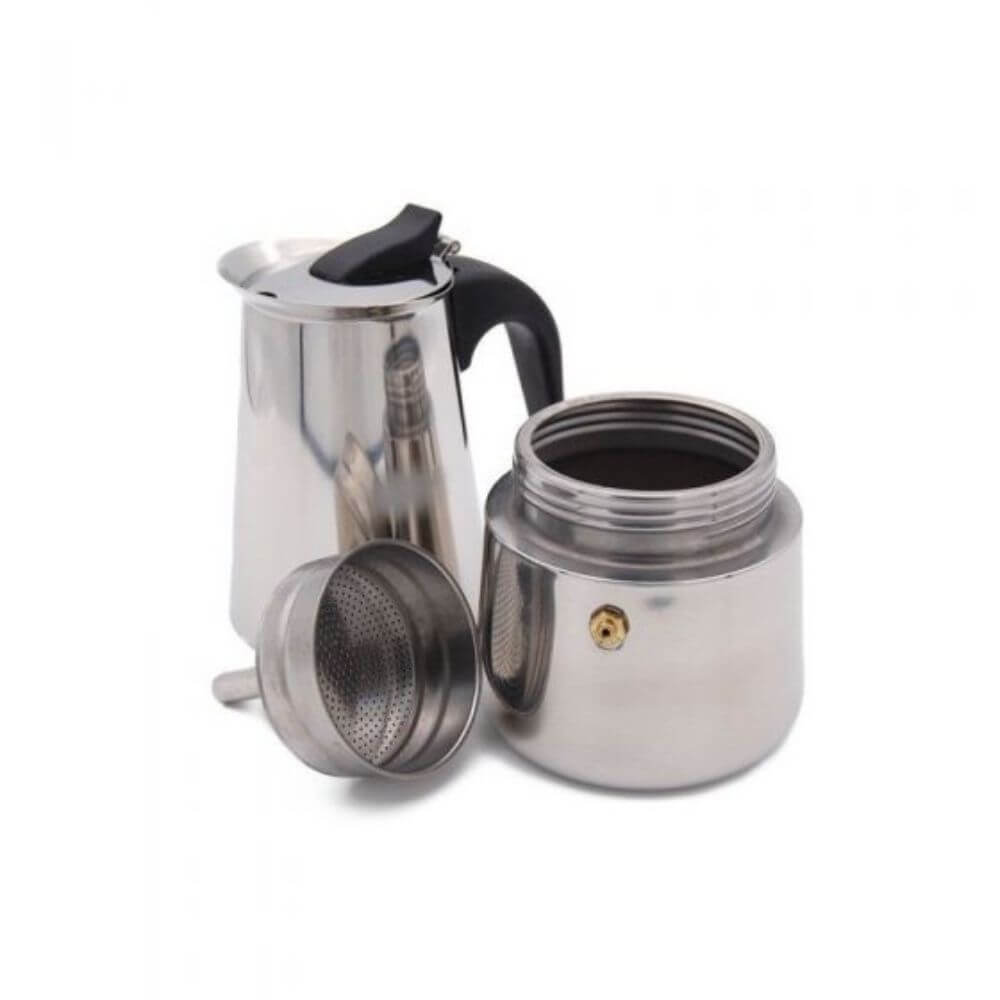 Espressor Inox pentru 6 Cesti, Argintiu/Negru, Cafetiera Moka - eMAG.ro