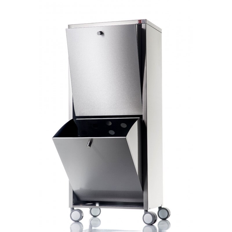 Cos de rufe cu roti, DON HIERRO, Tango, Inox, 40 x 27x 96 cm, 80 l ...