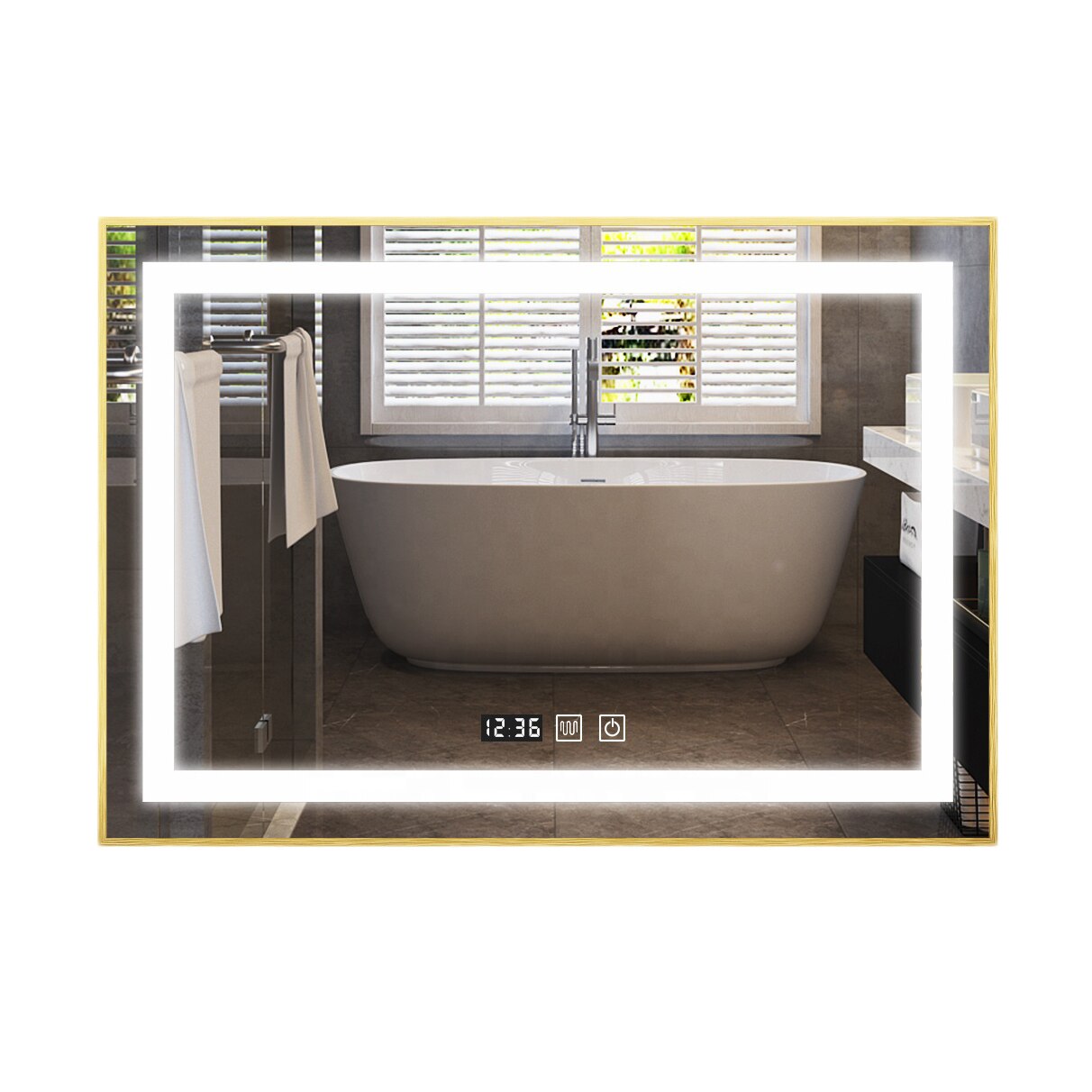 Огледало за баня с LED осветление, Naimeed D3310, 70 x 100 см, Дисплей ...