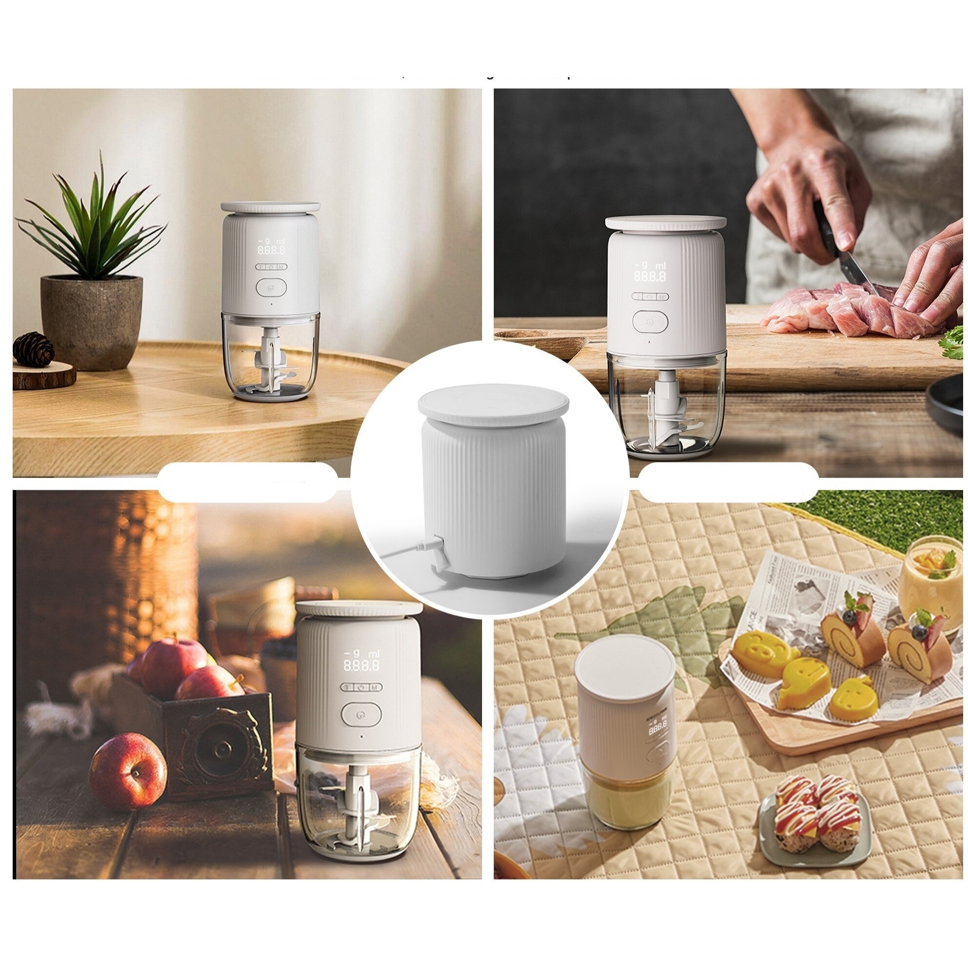 Mini tocator electric CH-01, 2in1, Multifunctional, cu cantar, 3000mAH ...