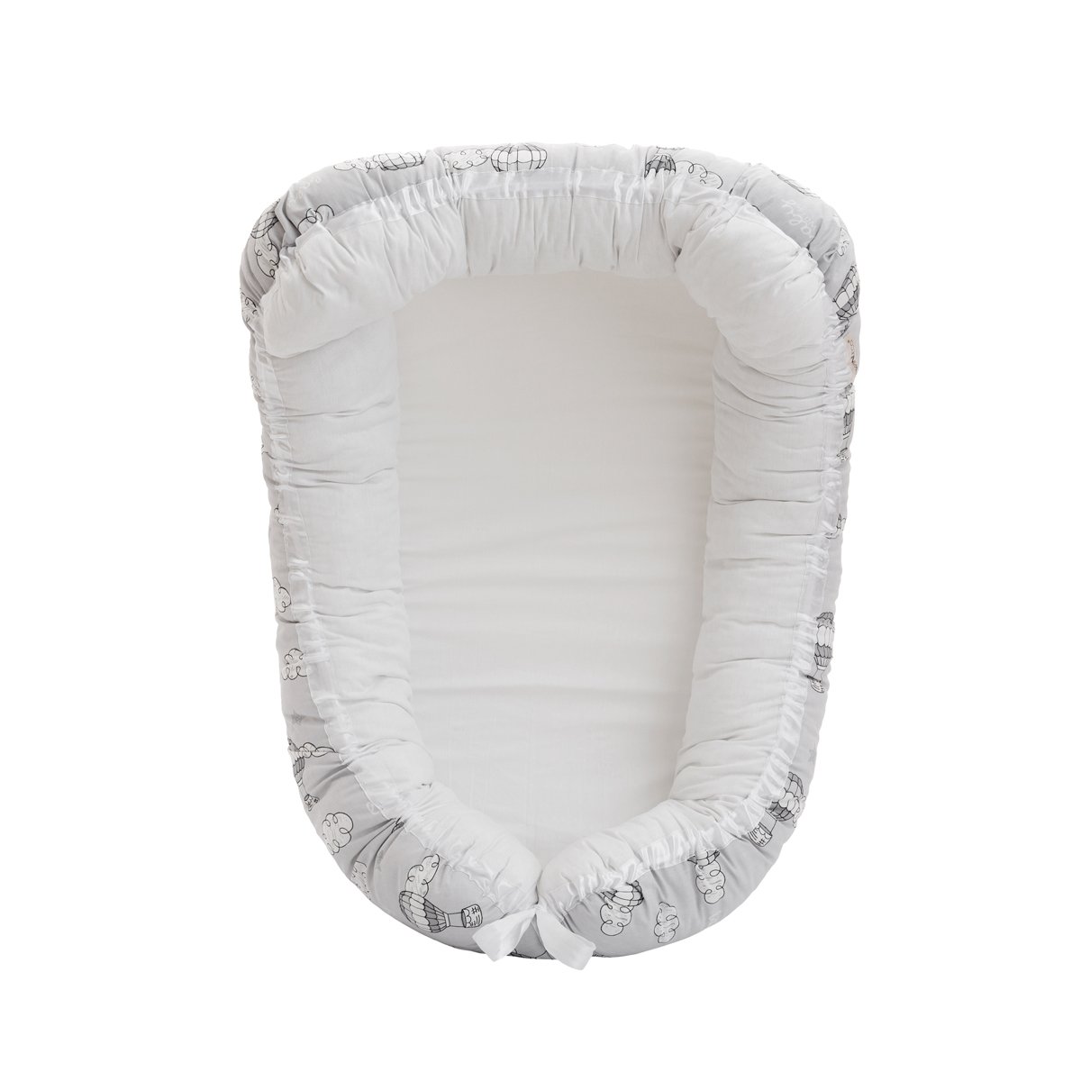 Cos pentru bebelusi cu baloane aer cald Baby Nest, Twindeco, gri/alb, 0 ...