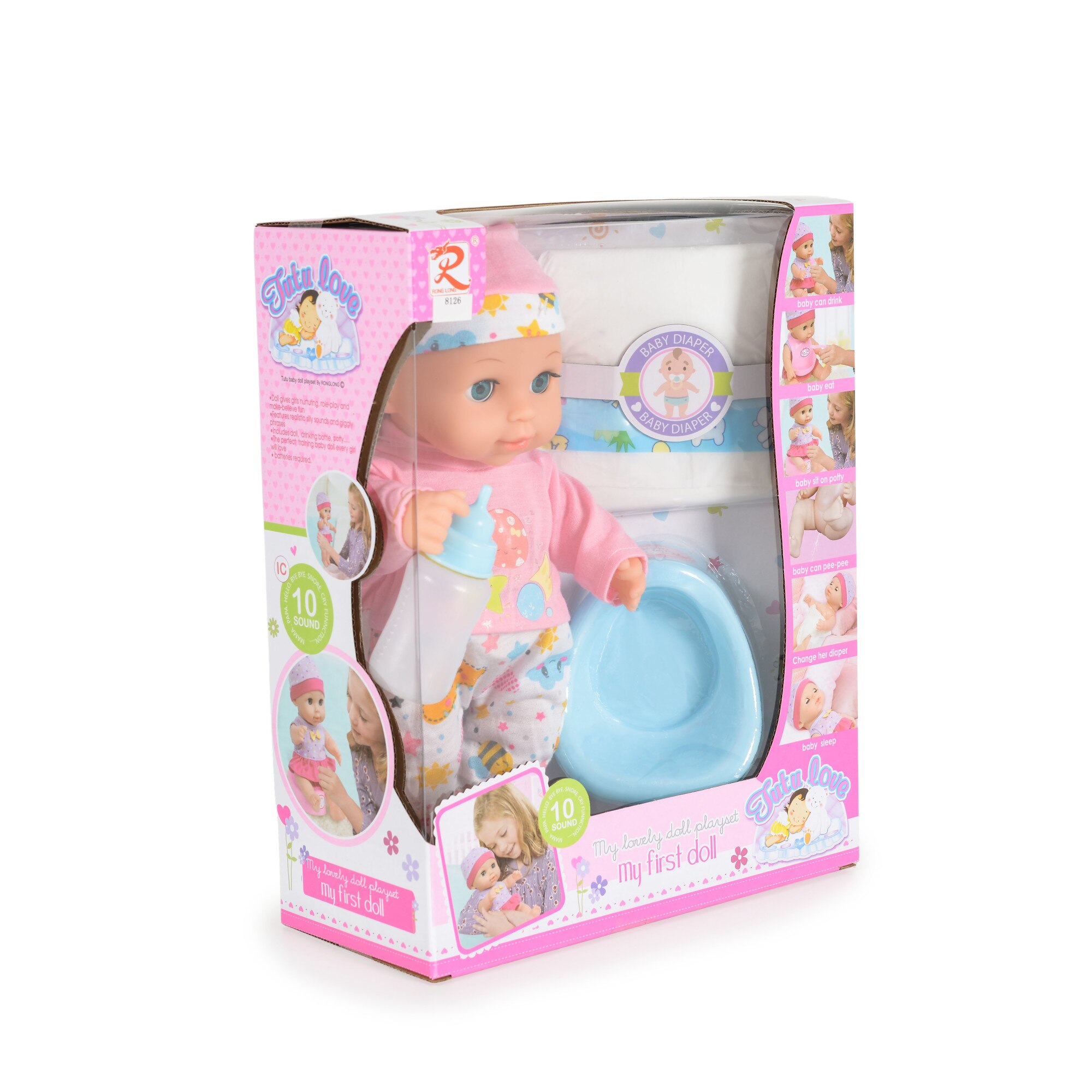 Papusa Moni care face pipi cu scutec, 31 cm, multicolora, 3 ani+ - eMAG.ro