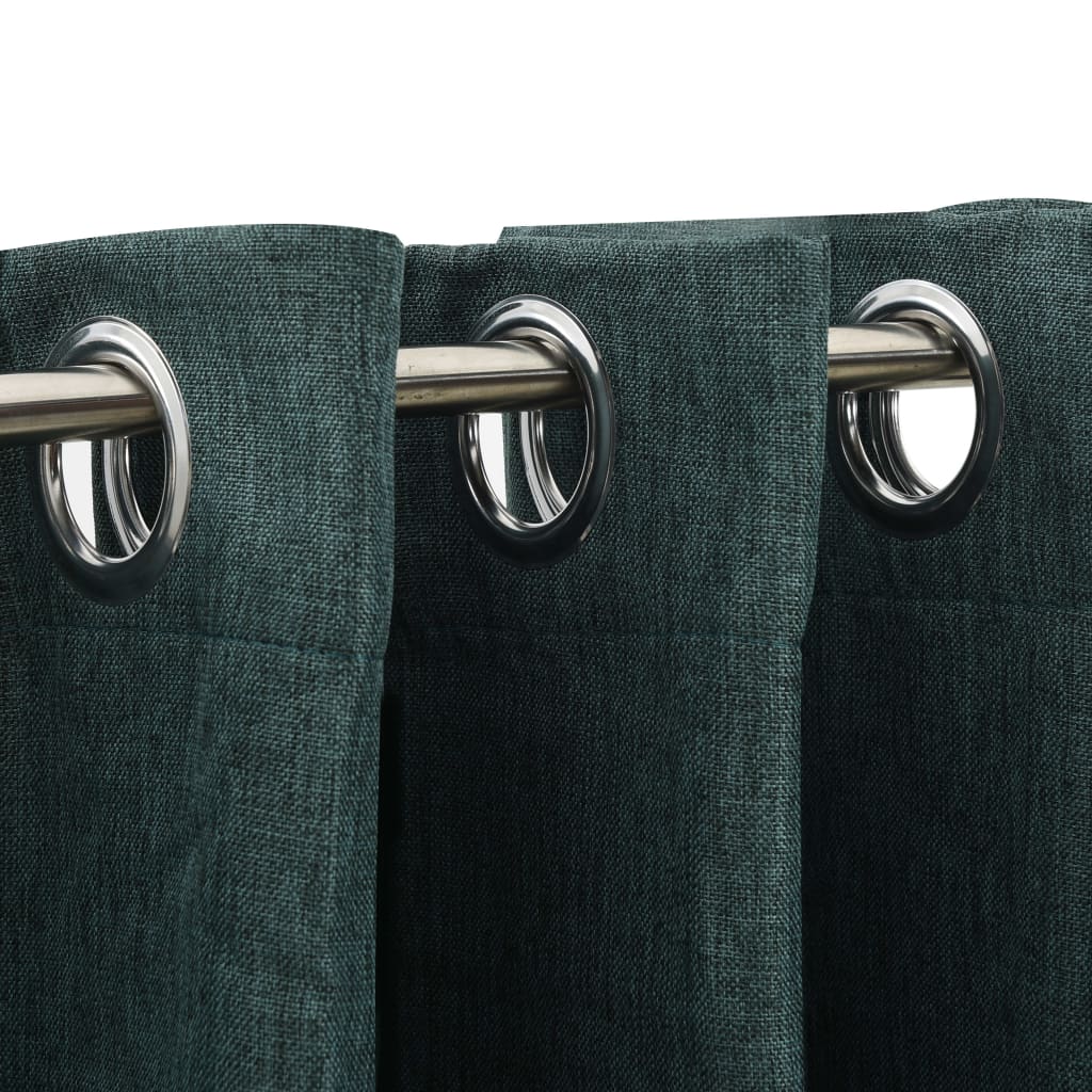 Set Perdele opace aspect panza cu ocheti 2 buc verde 140x225 cm, Modern ...