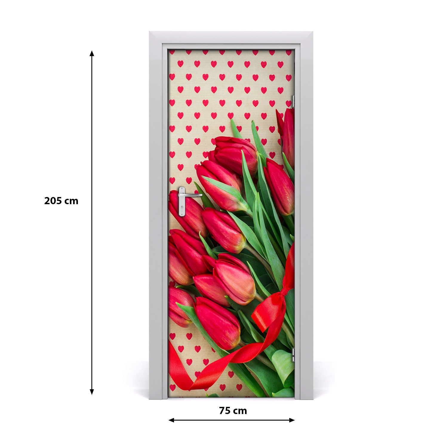 Stickere decorative, Tulup, Autocolante pentru usi, model lalele rosii ...