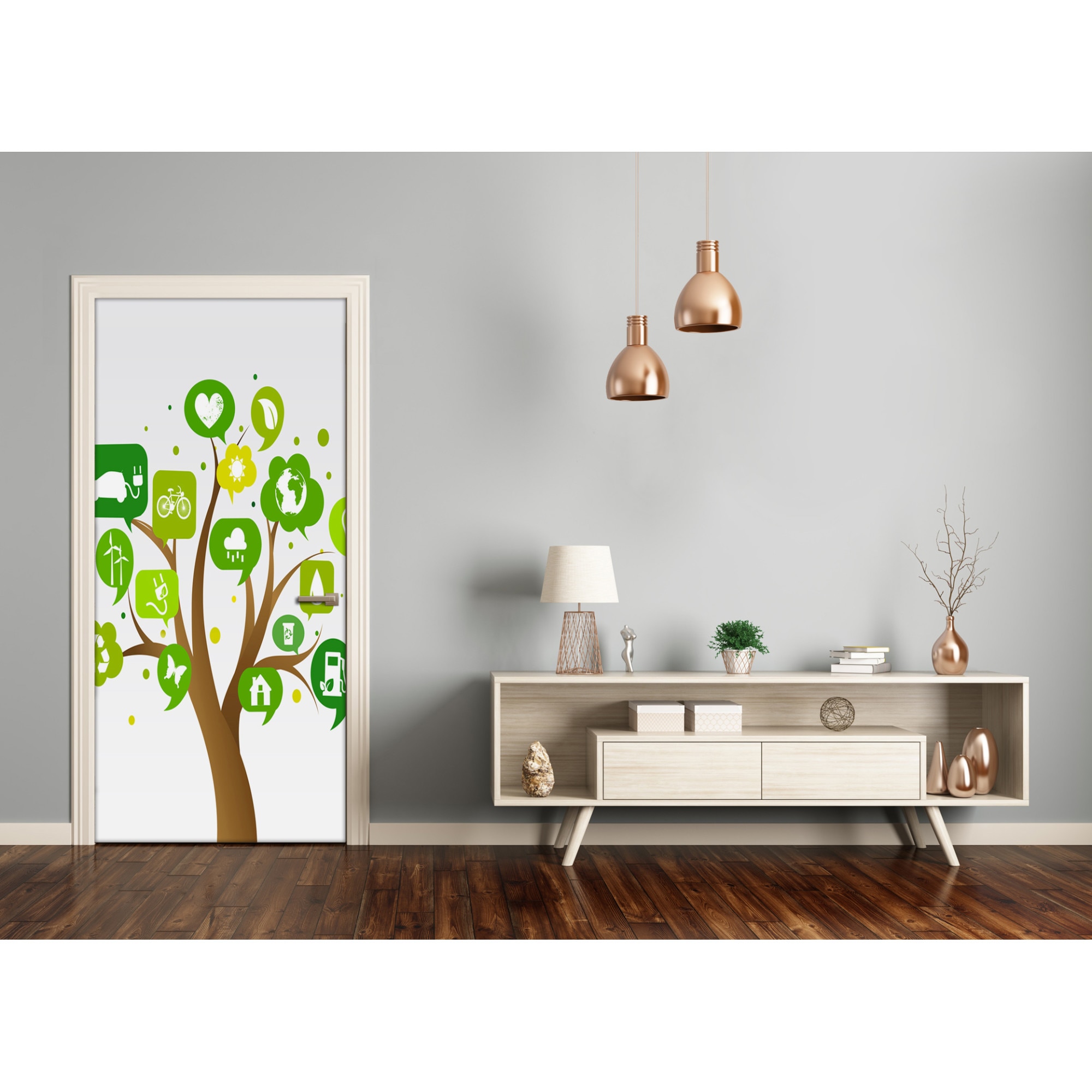 Stickere decorative, Tulup, Autocolante pentru usi, model copac ...