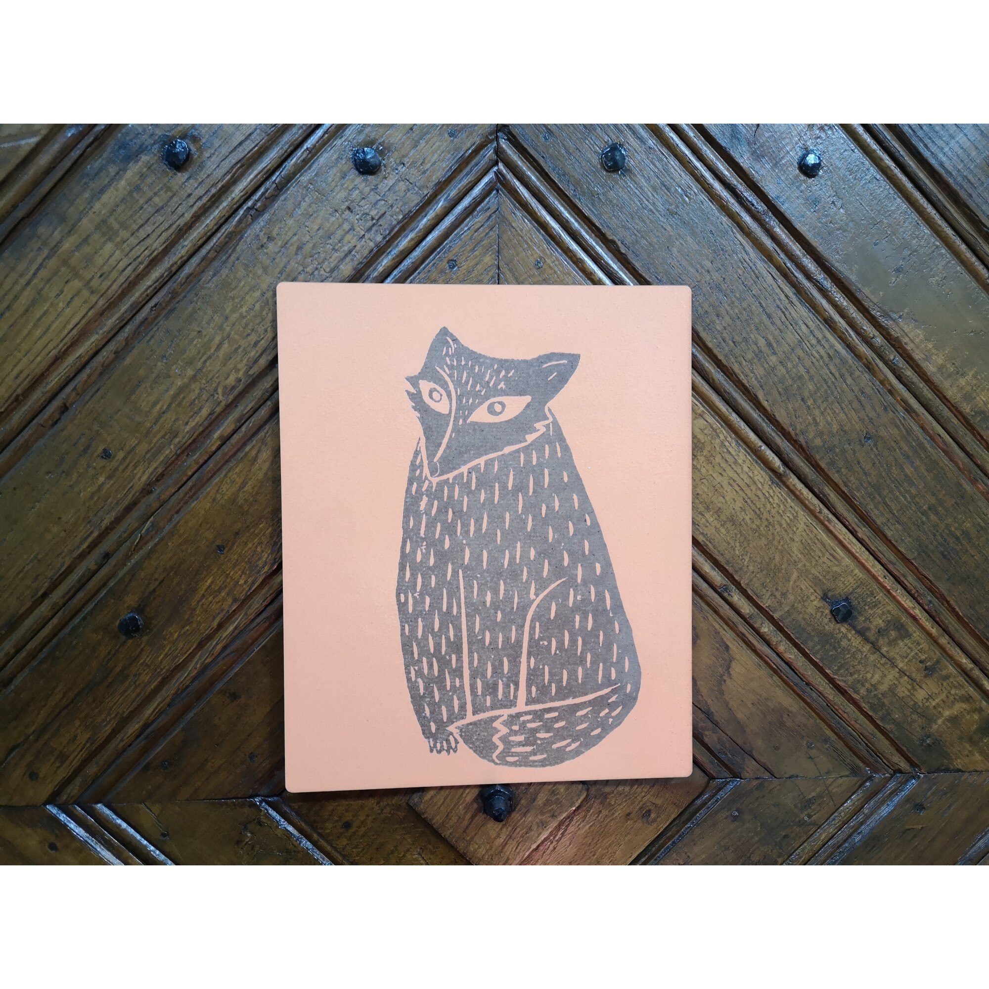 Tablou pe suport din lemn 28x23cm, gravat cu figura animal, pentru ...