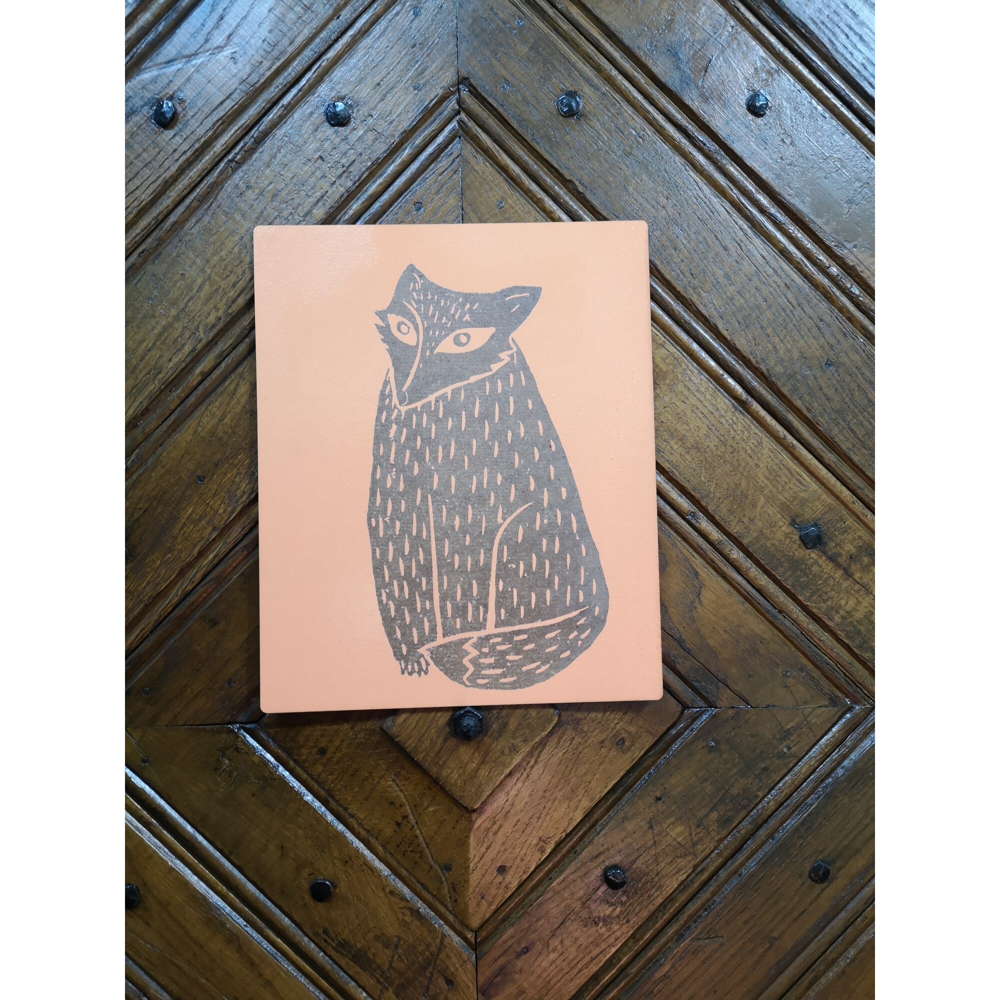 Tablou pe suport din lemn 28x23cm, gravat cu figura animal, pentru ...