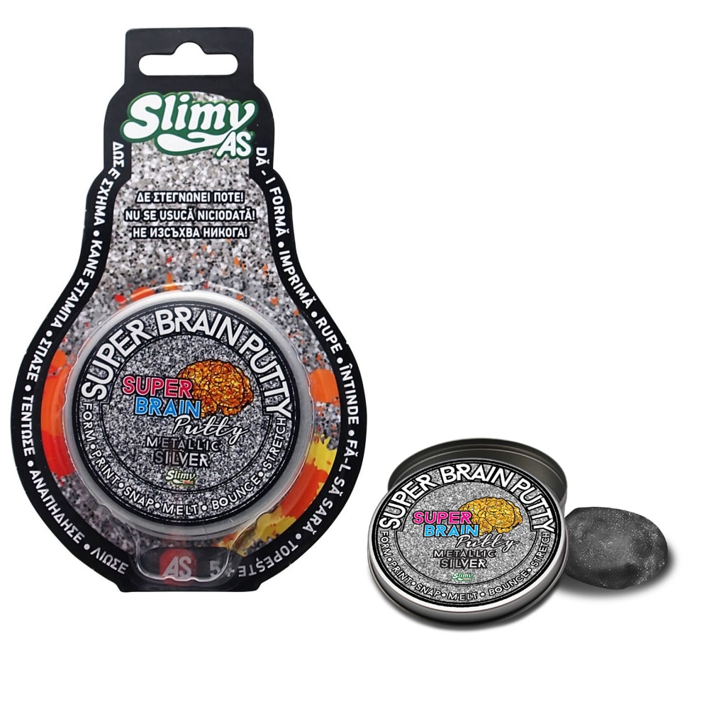 Slime Fosforescent Super Brain Putty Slimy, Metallic Silver - eMAG.ro