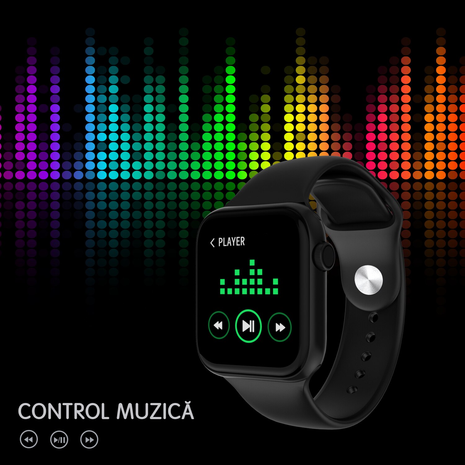 Smartwatch PowerLocus PW4 Bluetooth, Negru - eMAG.ro