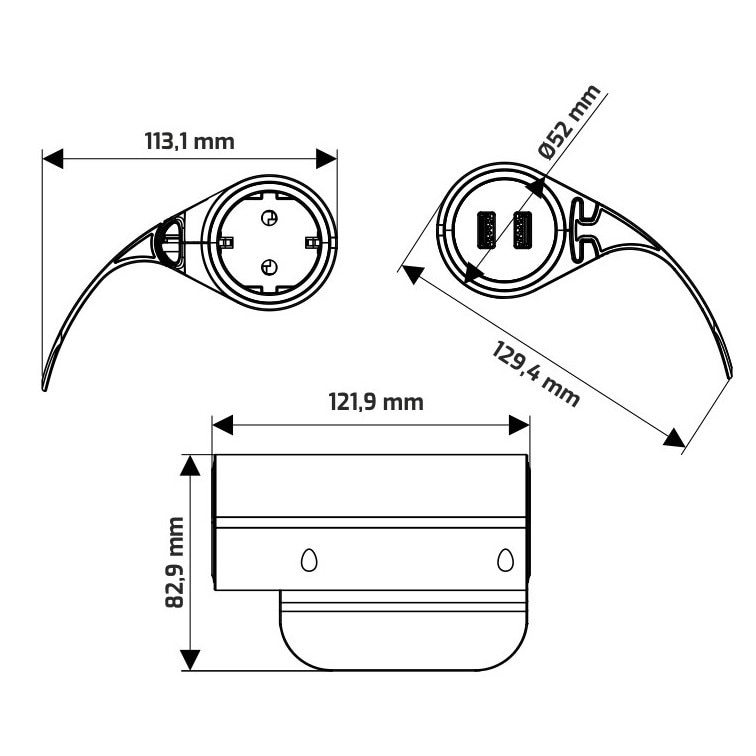 Sofa Box elektromos konnektor, 1x Schuko és 2x USB - eMAG.hu