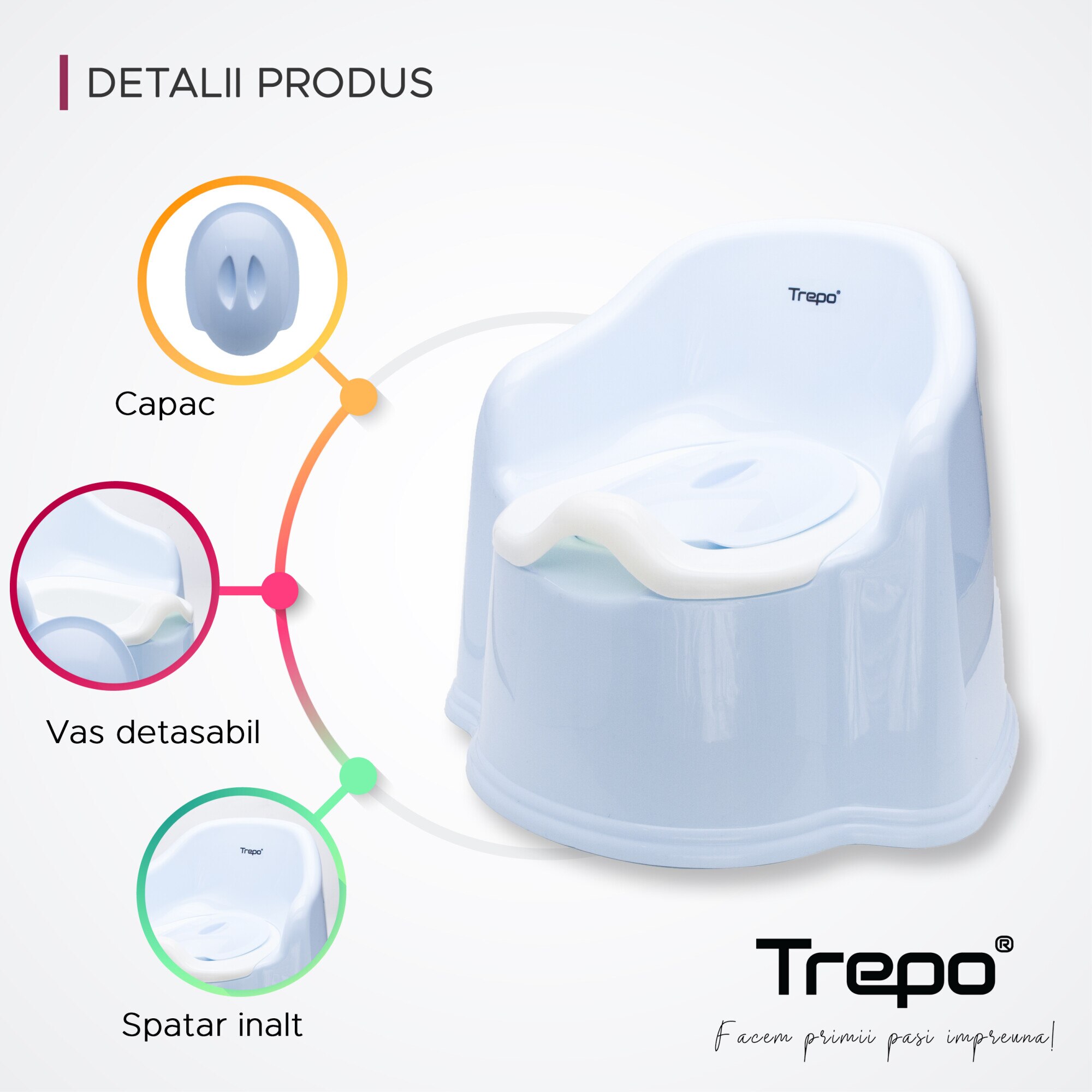 Trepo® High Back Pot, gyerekeknek és babáknak, kék - eMAG.hu