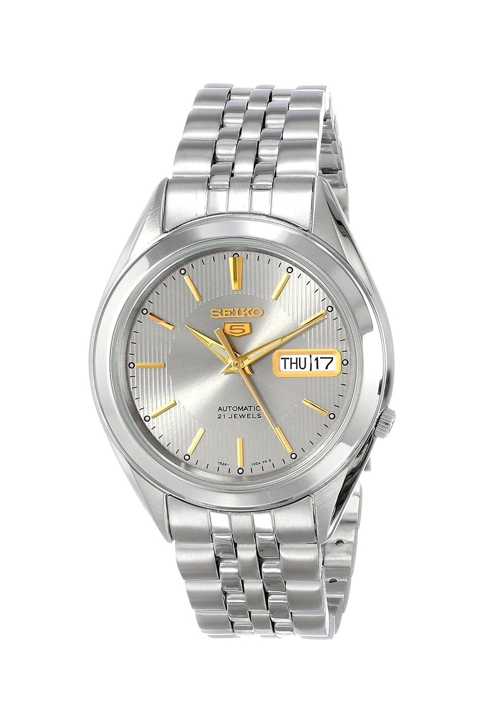 Seiko, Ceas automatic de otel inoxidabil, Argintiu/Auriu - eMAG.ro