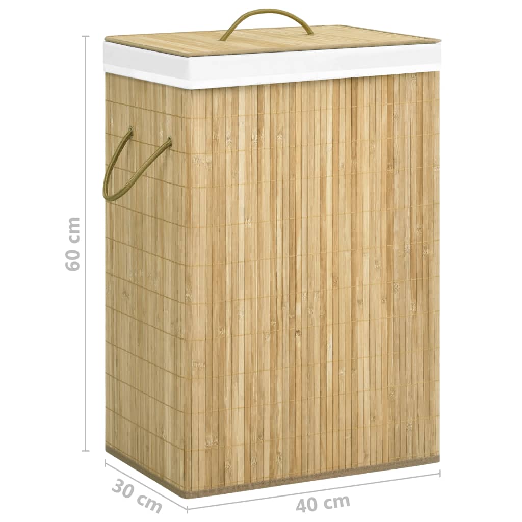 Cos de rufe din bambus cu 2 sectiuni vidaXL, 72 L, 40 x 30 x 60 cm ...