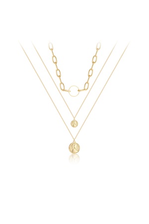 Set 3 coliere Cali, aliaj metalic, auriu, fara pietre - eMAG.ro