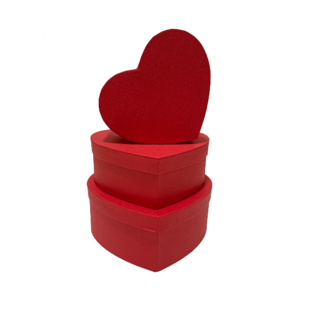 Set 3 cutii tip inima rosu,458 g - eMAG.ro