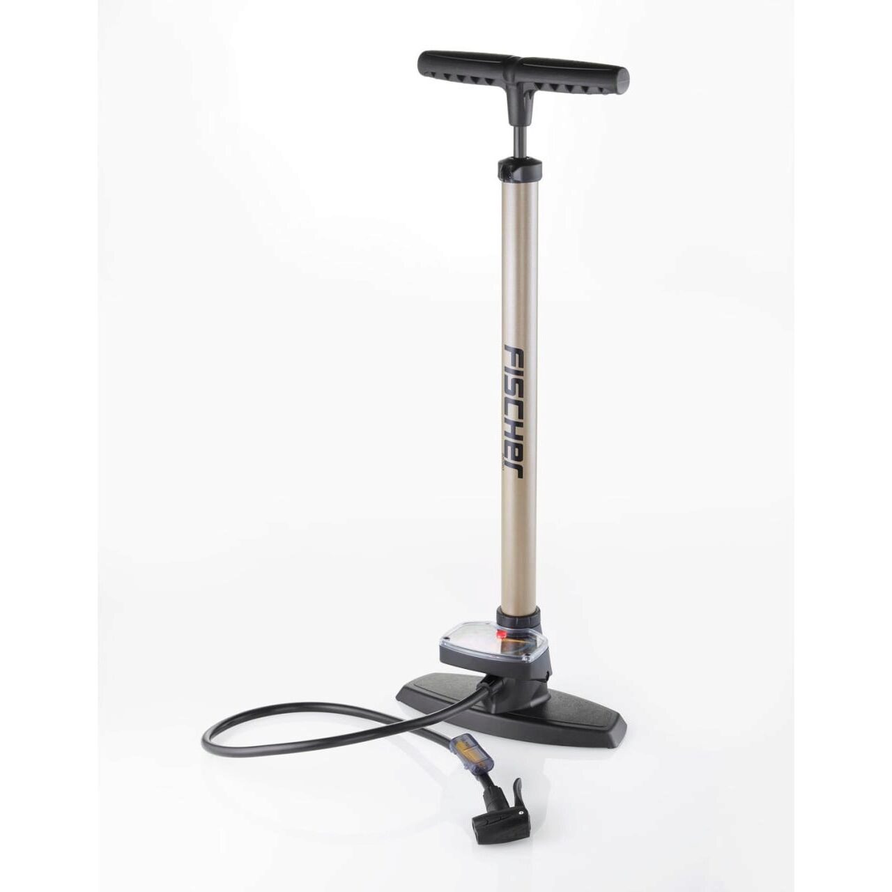 Pompa umflat roti cu manometru, Fischer, cap dublu, din otel, maner ...