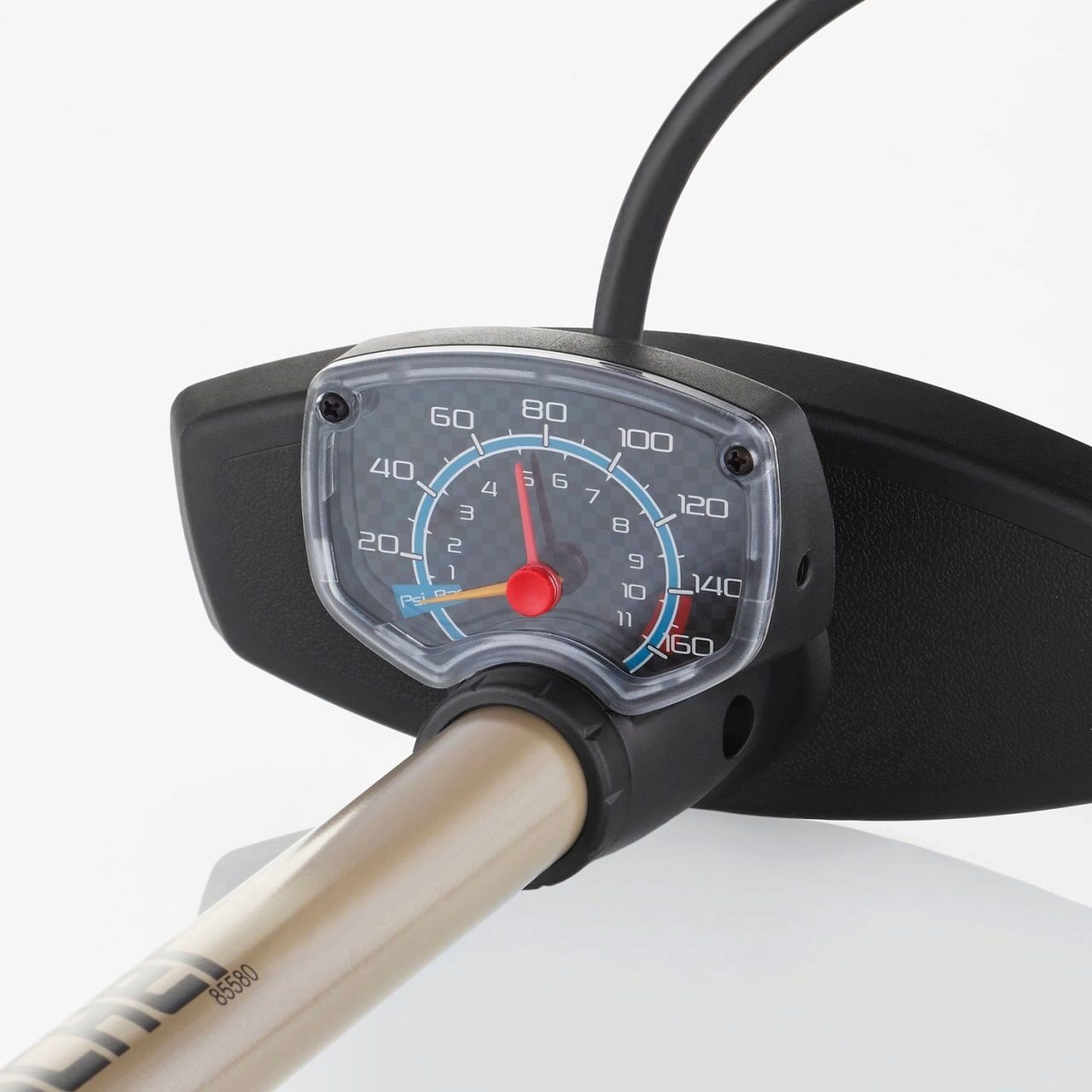 Pompa umflat roti cu manometru, Fischer, cap dublu, din otel, maner ...