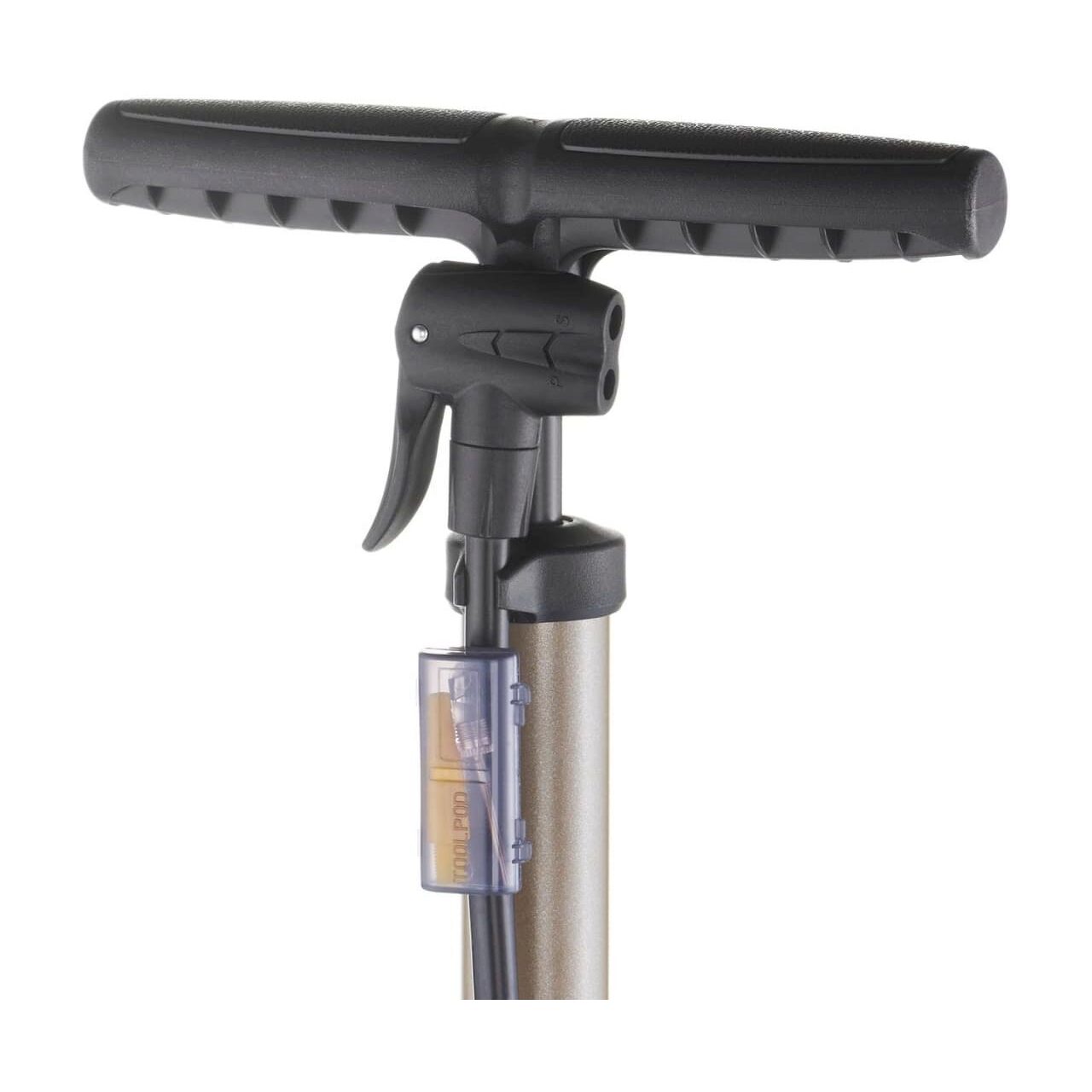 Pompa umflat roti cu manometru, Fischer, cap dublu, din otel, maner ...