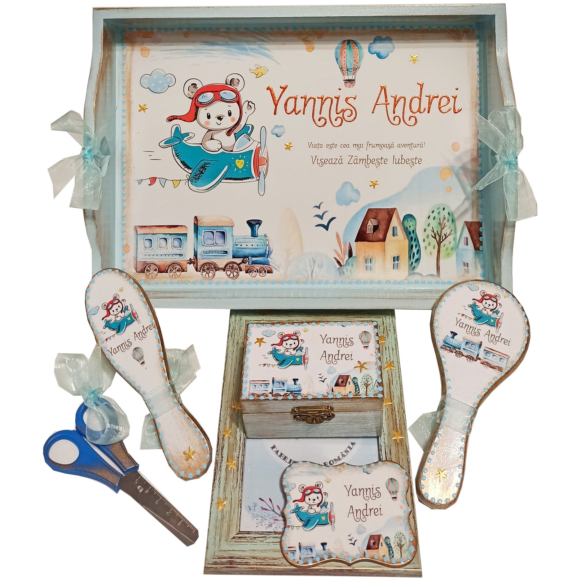 Set personalizat pentru taierea motului, format din 6 accesorii din ...