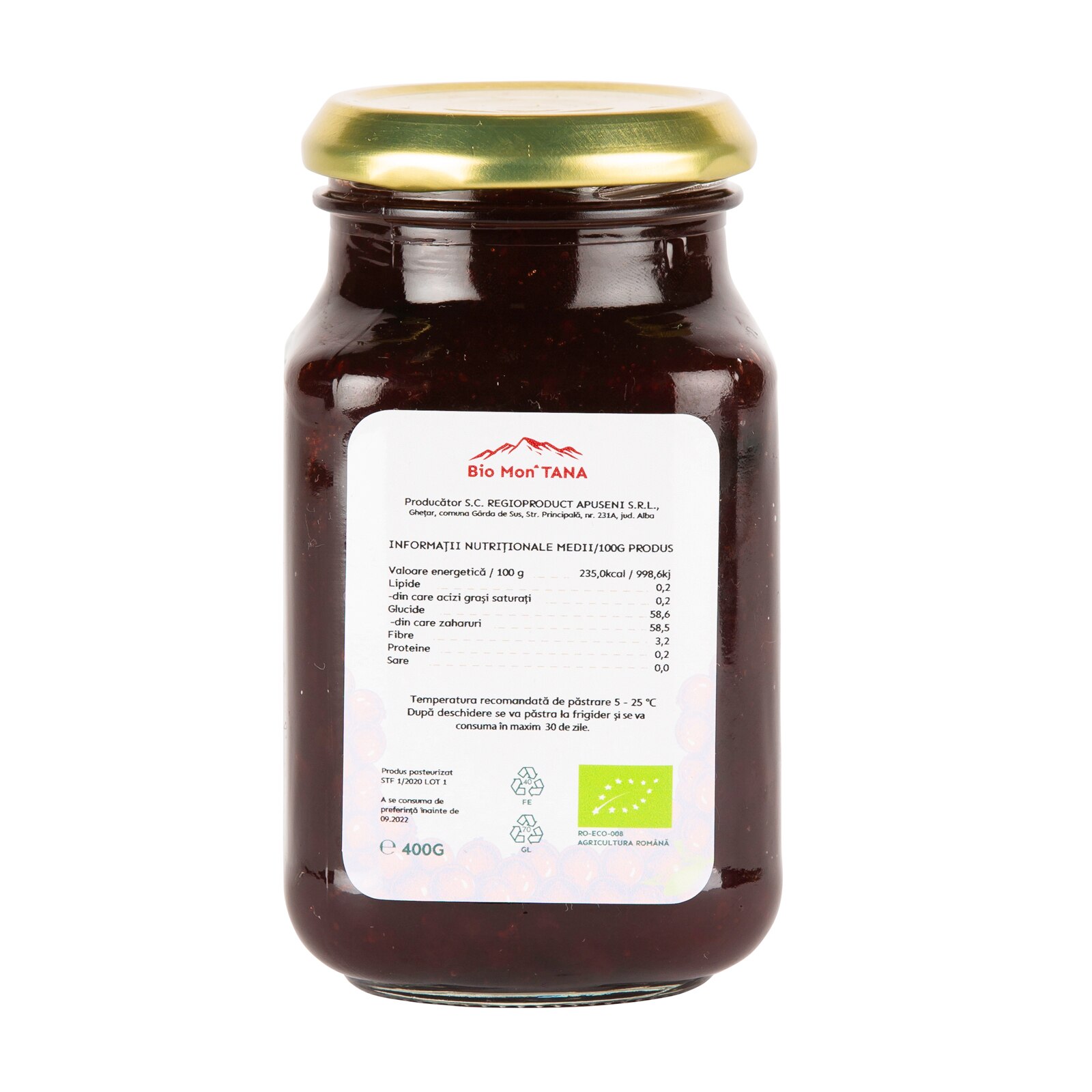 Dulceata ecologica de merisoare, Bio MonTANA, 400 g - eMAG.ro