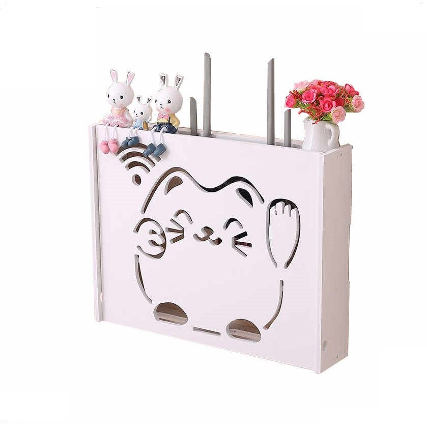 Raft suport Router Wireless, TarTek, din compozit vopsit alb pentru ...