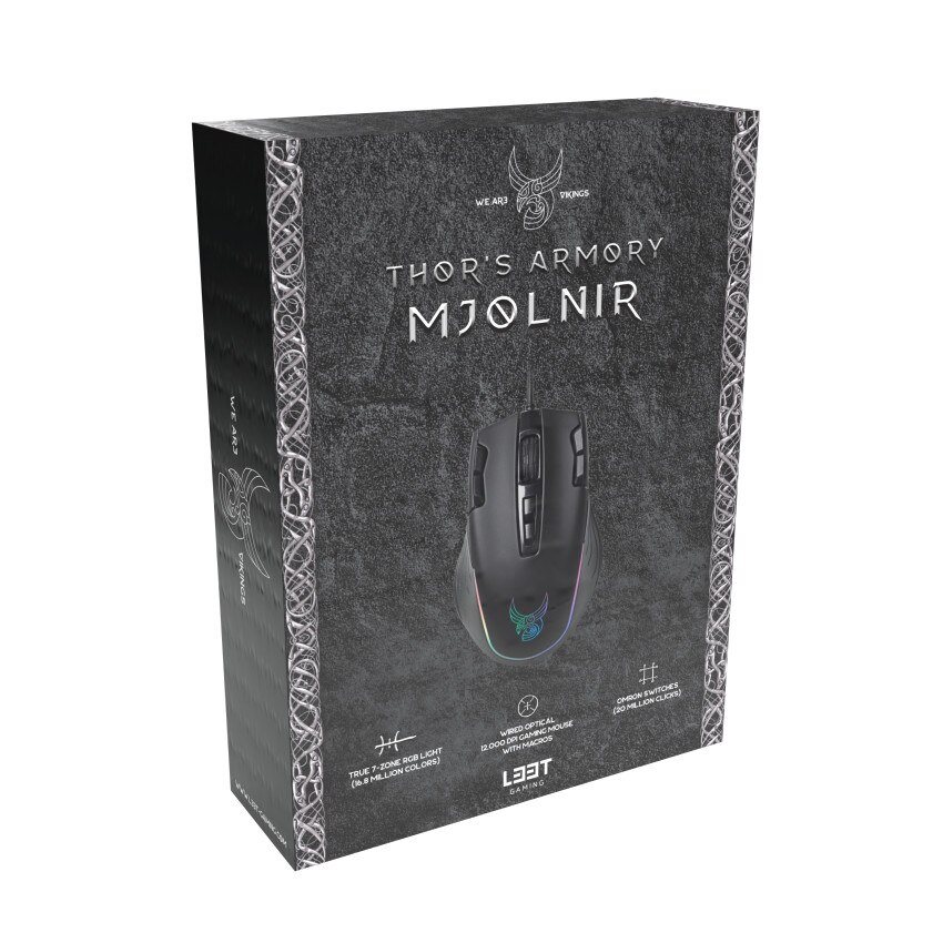 L33T MJOLNIR Програмируема RGB мишка за игри, 11 бутона, 12 000 DPI ...